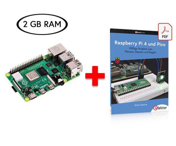Bundle: Raspberry Pi 4 (2 GB) + Raspberry Pi 4 und Pico (E-book) – Elektor